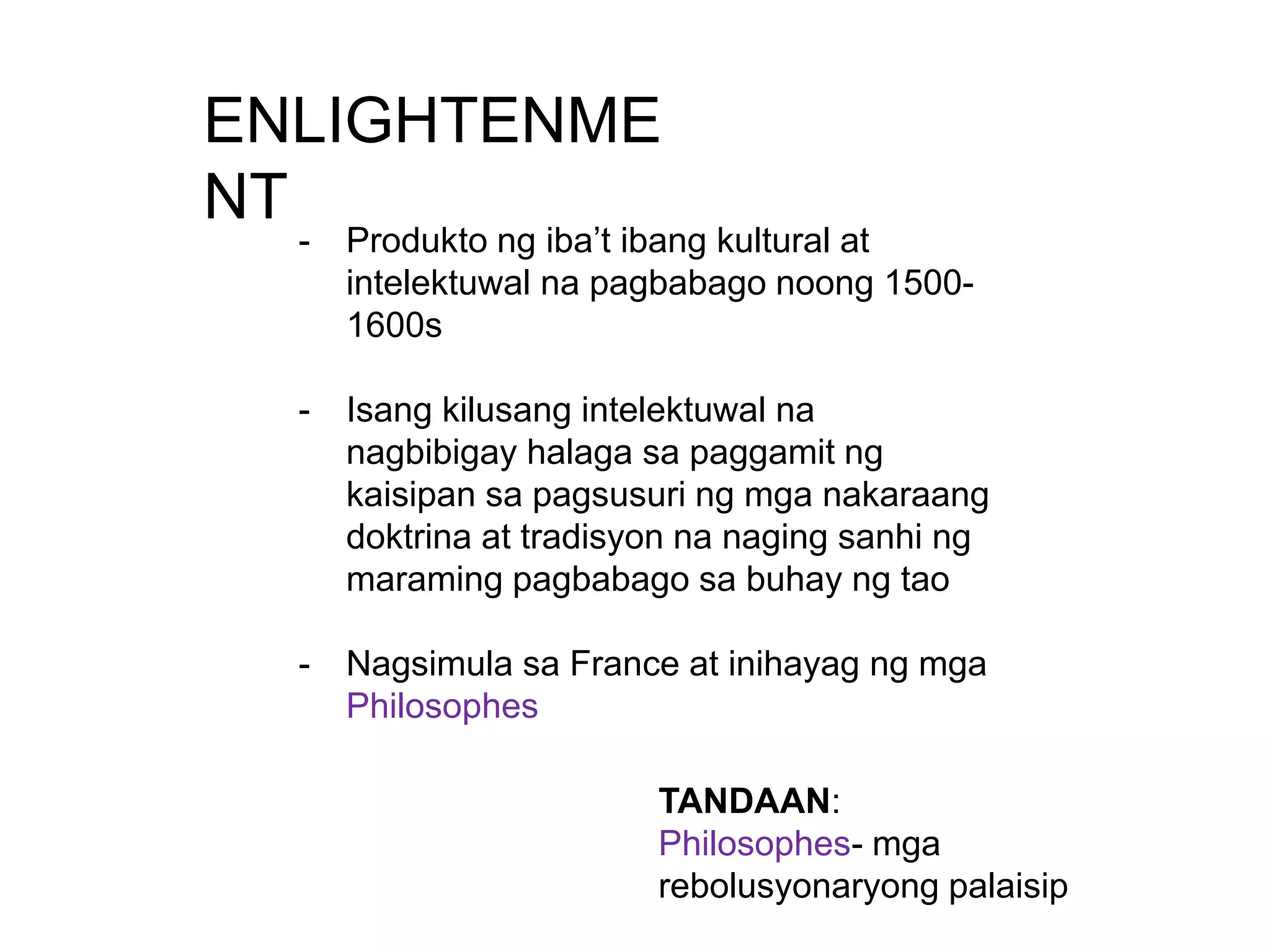 Enlightenment (tagalog) | PPTX