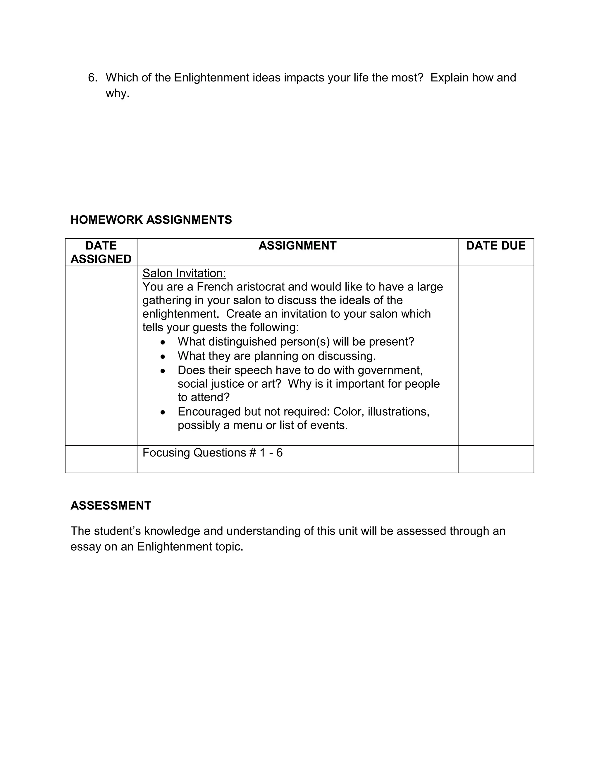 Enlightenment unit outline | PDF
