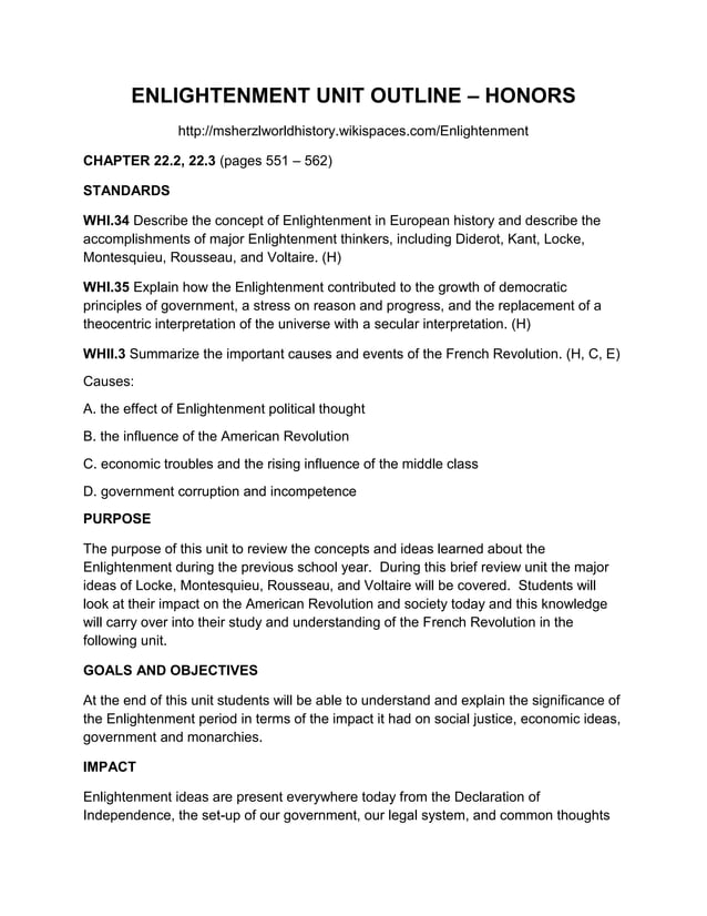 Enlightenment unit outline | PDF