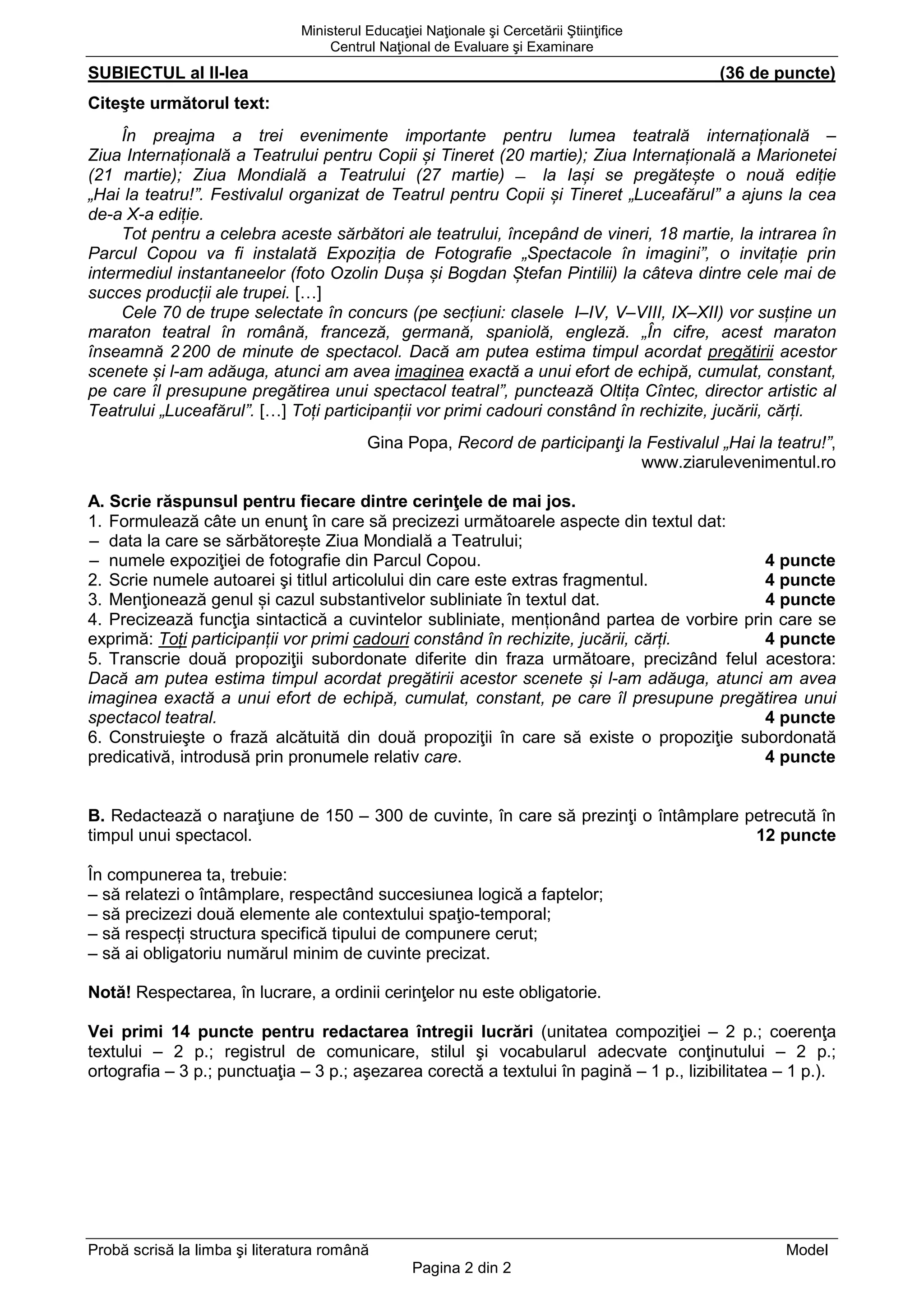 variante pentru examen | PDF