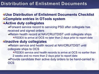 Enlistment comm procedures homework 5 | PPT