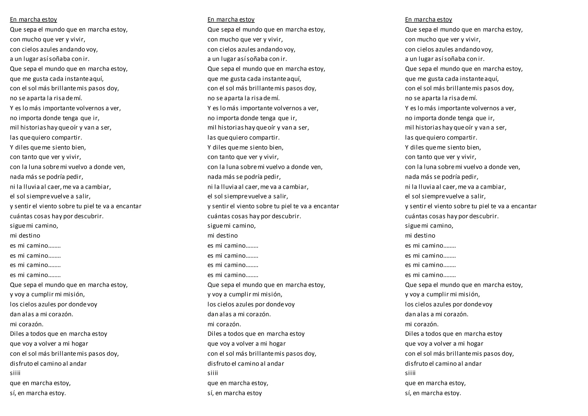 En marcha estoy | DOCX