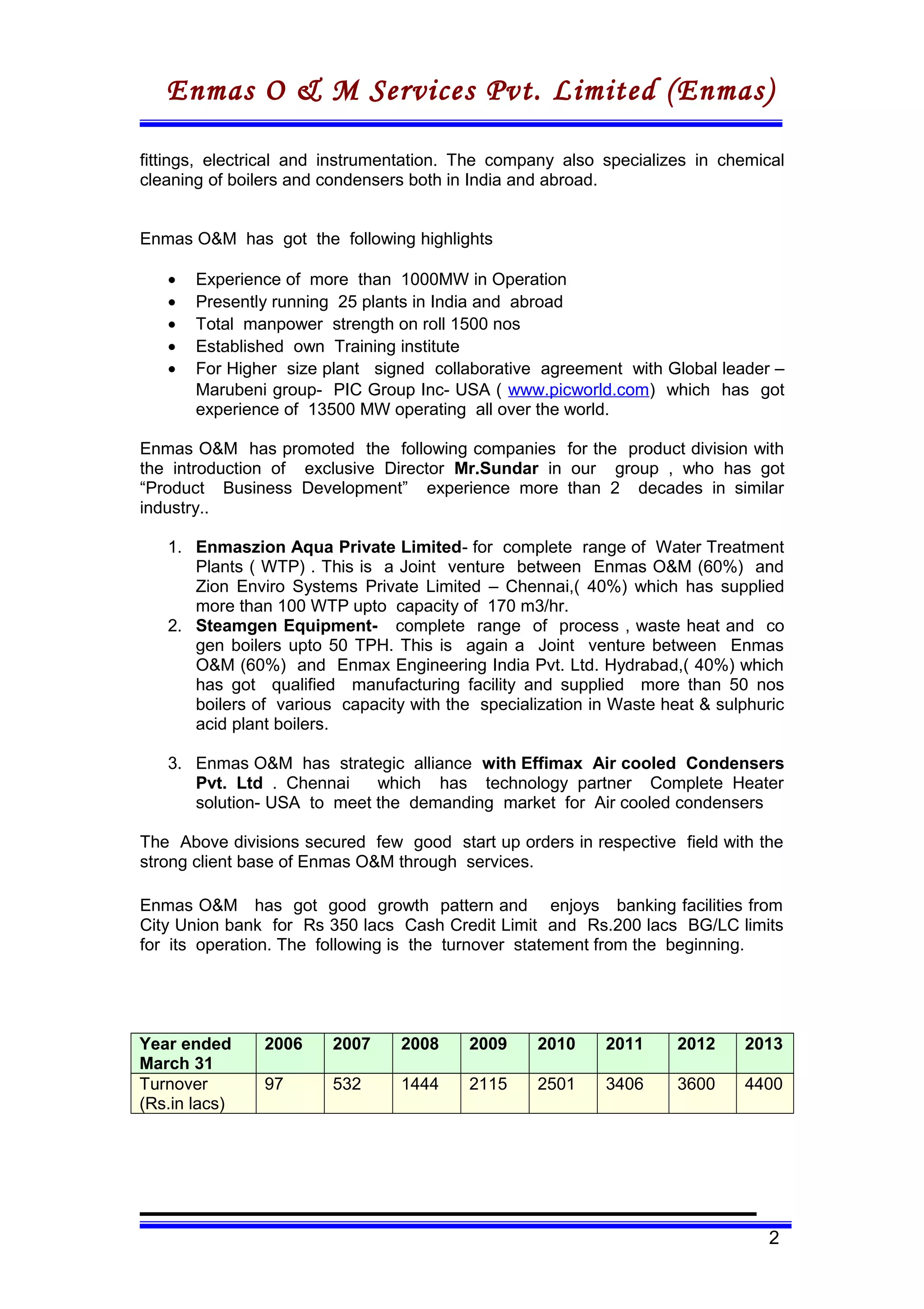Enmas o&m key_points- kpe | DOC