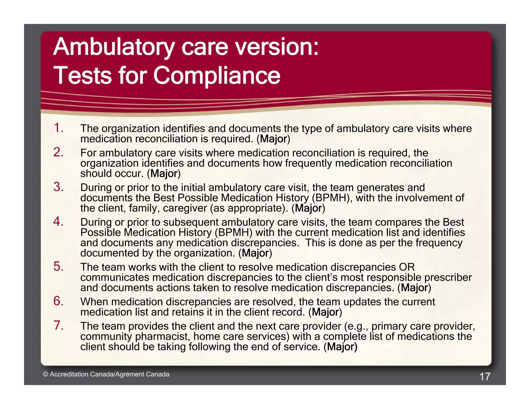 Medication Reconciliation Recent changes introduced by Accreditation ...