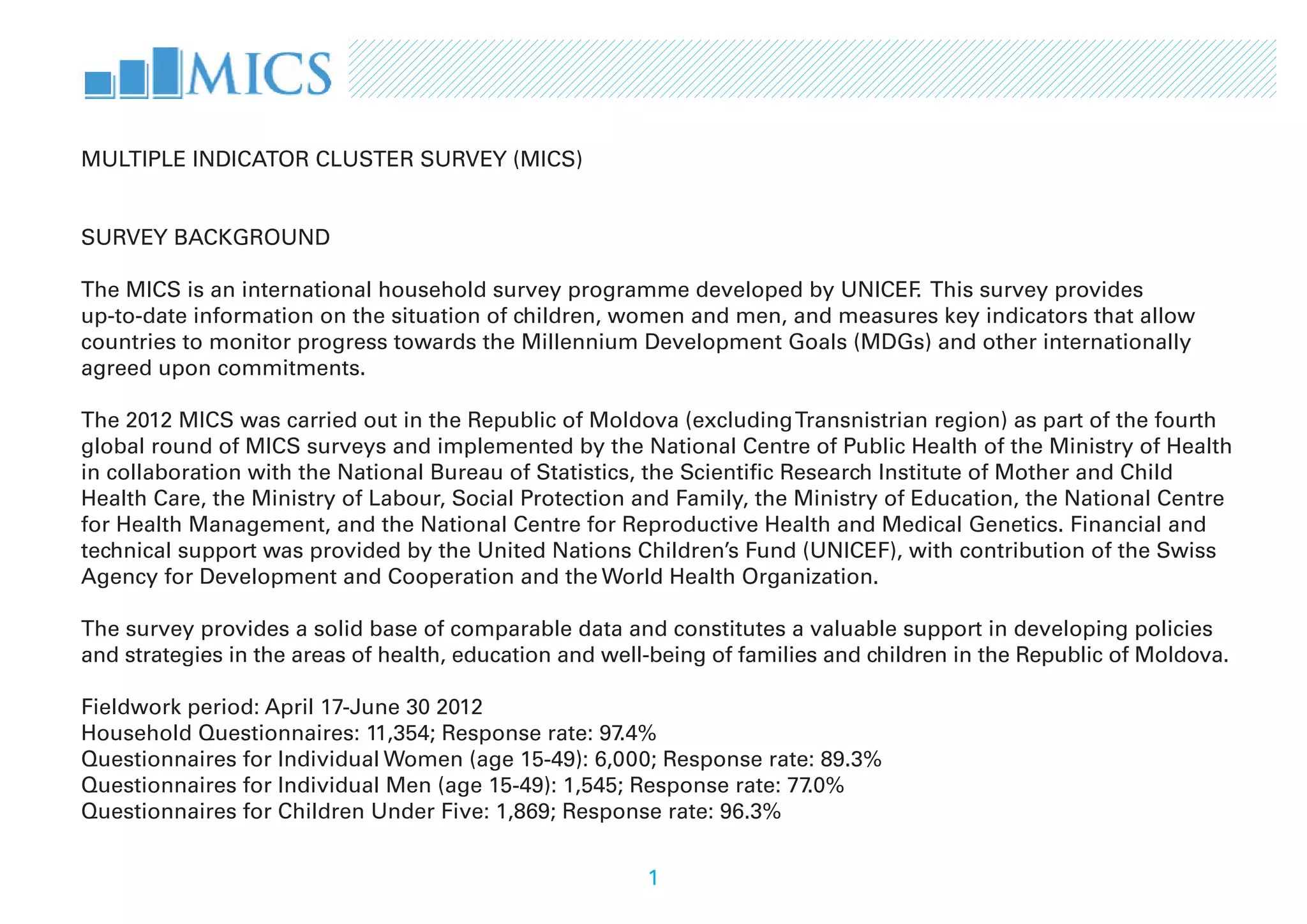 MICS UNICEF Moldova 2012 | PDF