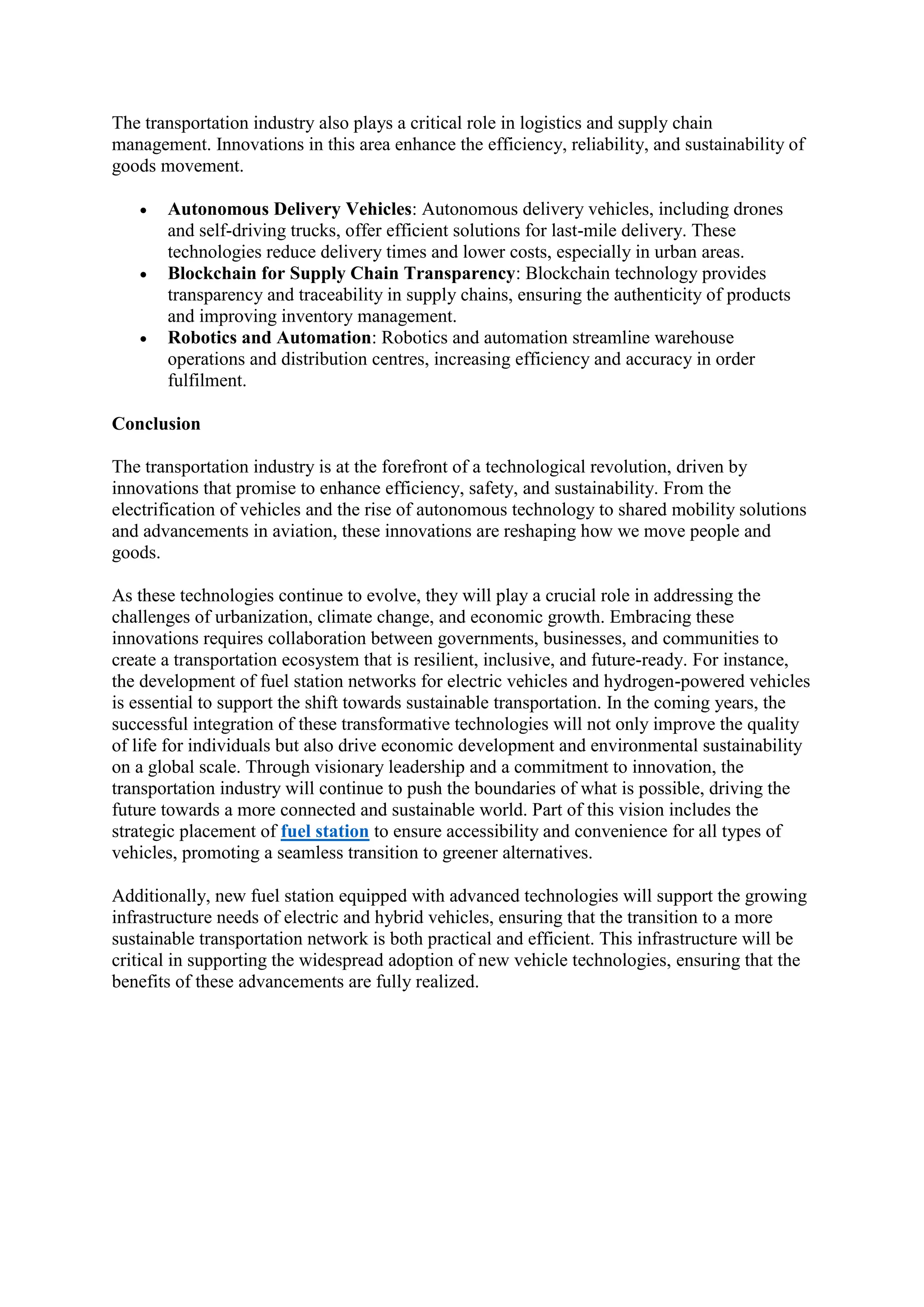 Driving The Future Innovations Transforming The Transportation