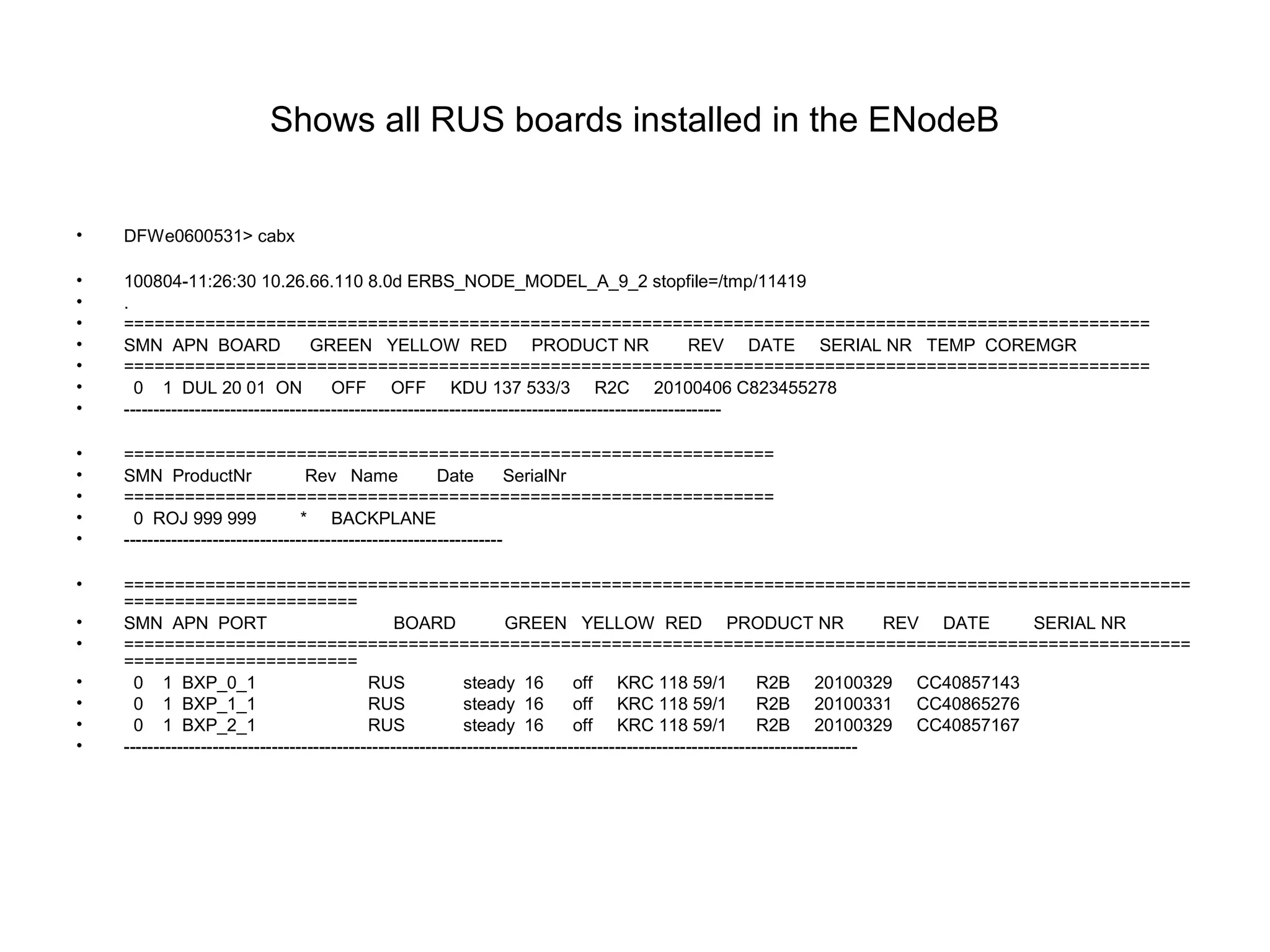 E nodeb useful commands for rf engineer | PPT