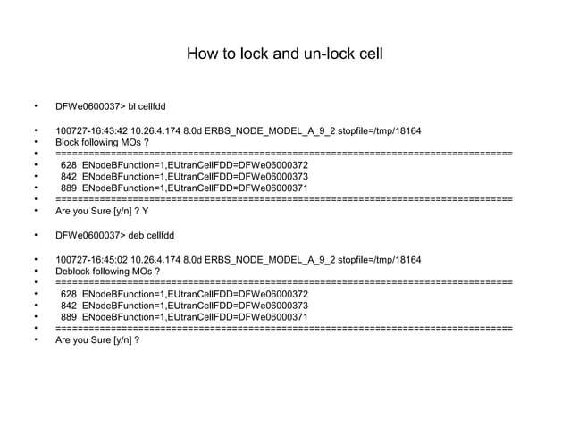 E nodeb useful commands for rf engineer | PPT | Internet | Computing