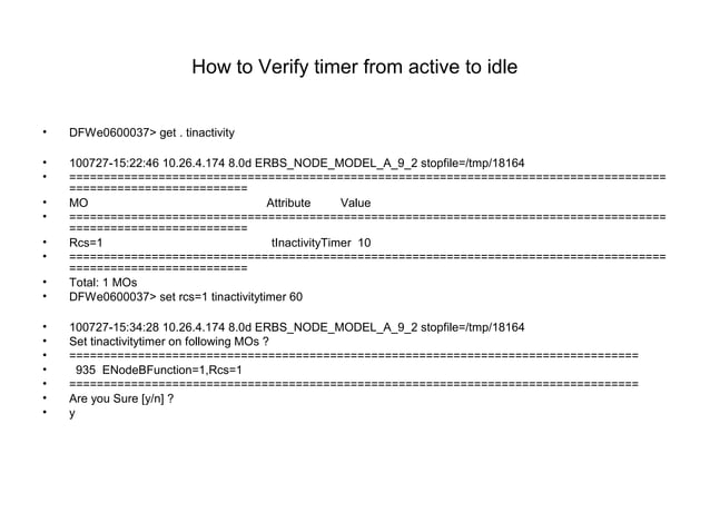 E nodeb useful commands for rf engineer | PPT | Internet | Computing