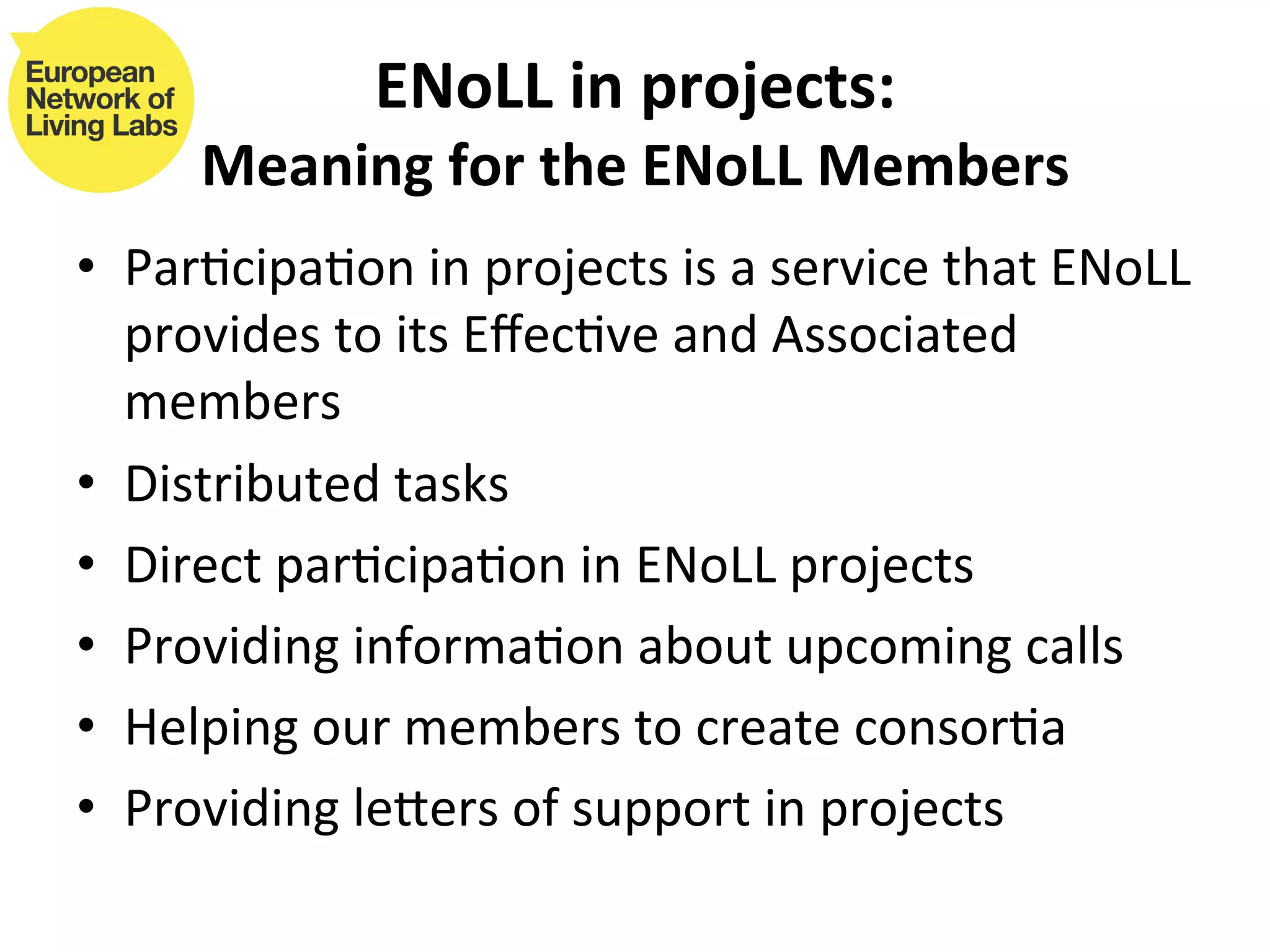 ENoLL in Projects Ana Garcia | PPT