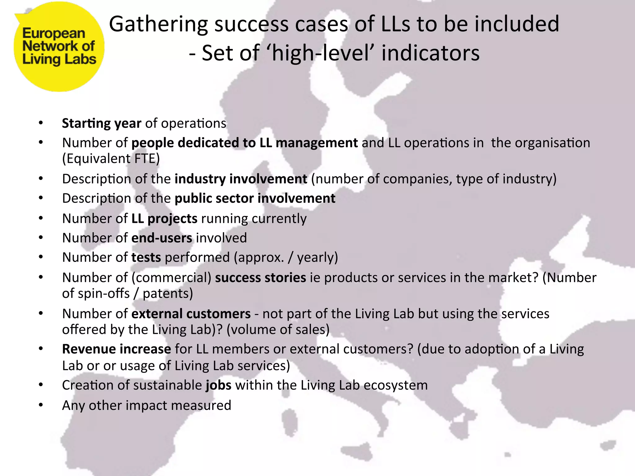 ENoLL Living Lab KPIs | PDF