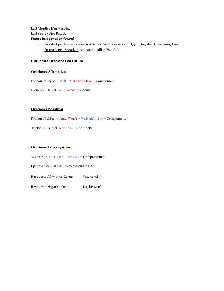 En oraciones en presente simple