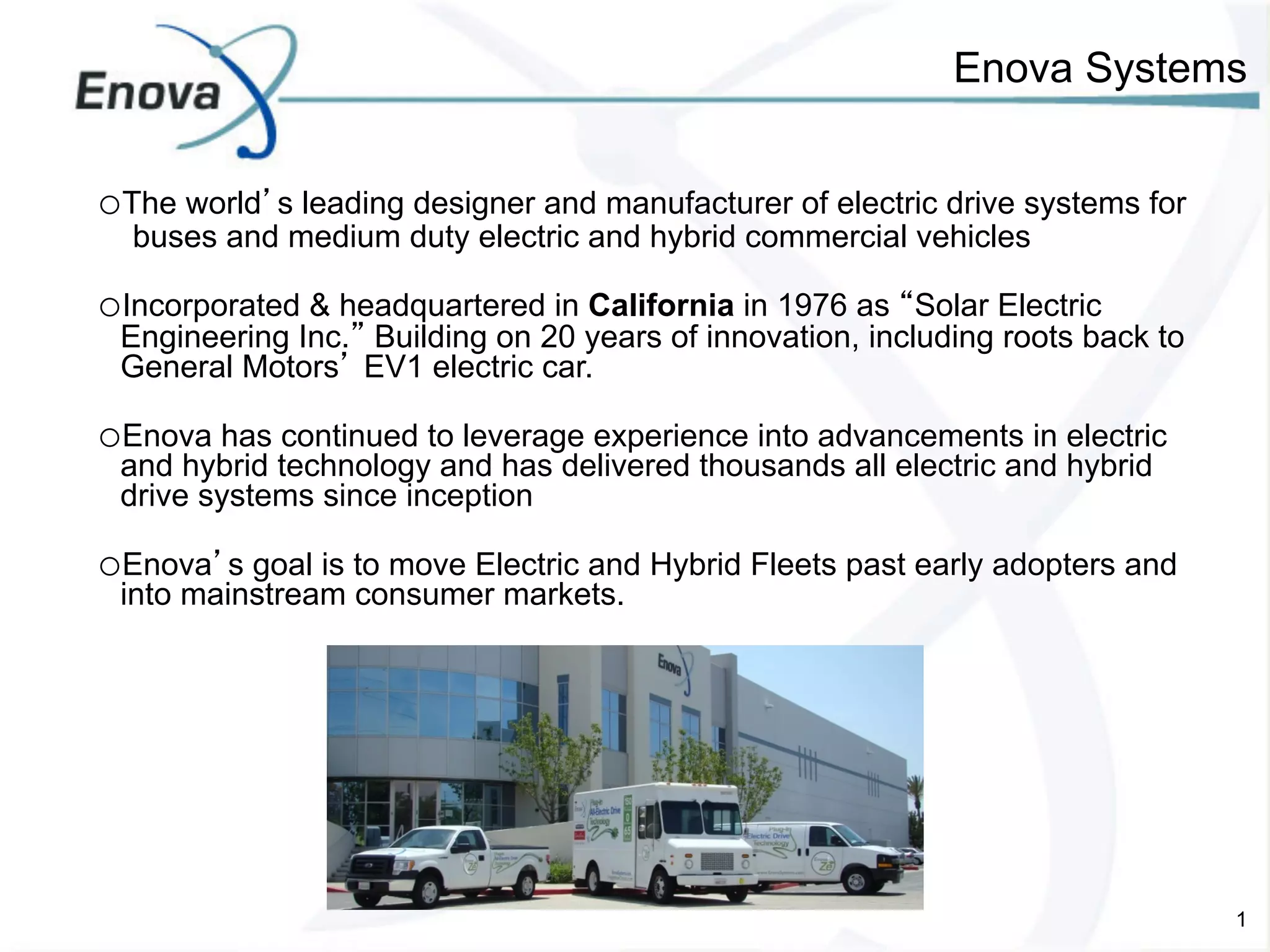 Enova systems hybrid and electric commercial vehicles | PDF