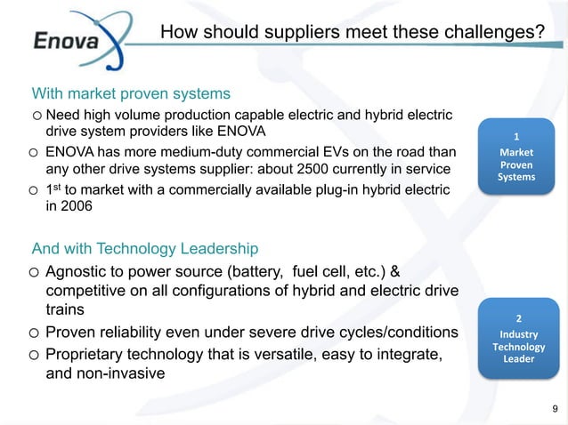 Enova systems hybrid and electric commercial vehicles | PPT