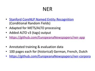 Europeana Newspapers - Data, Tools & Future Plans | PDF