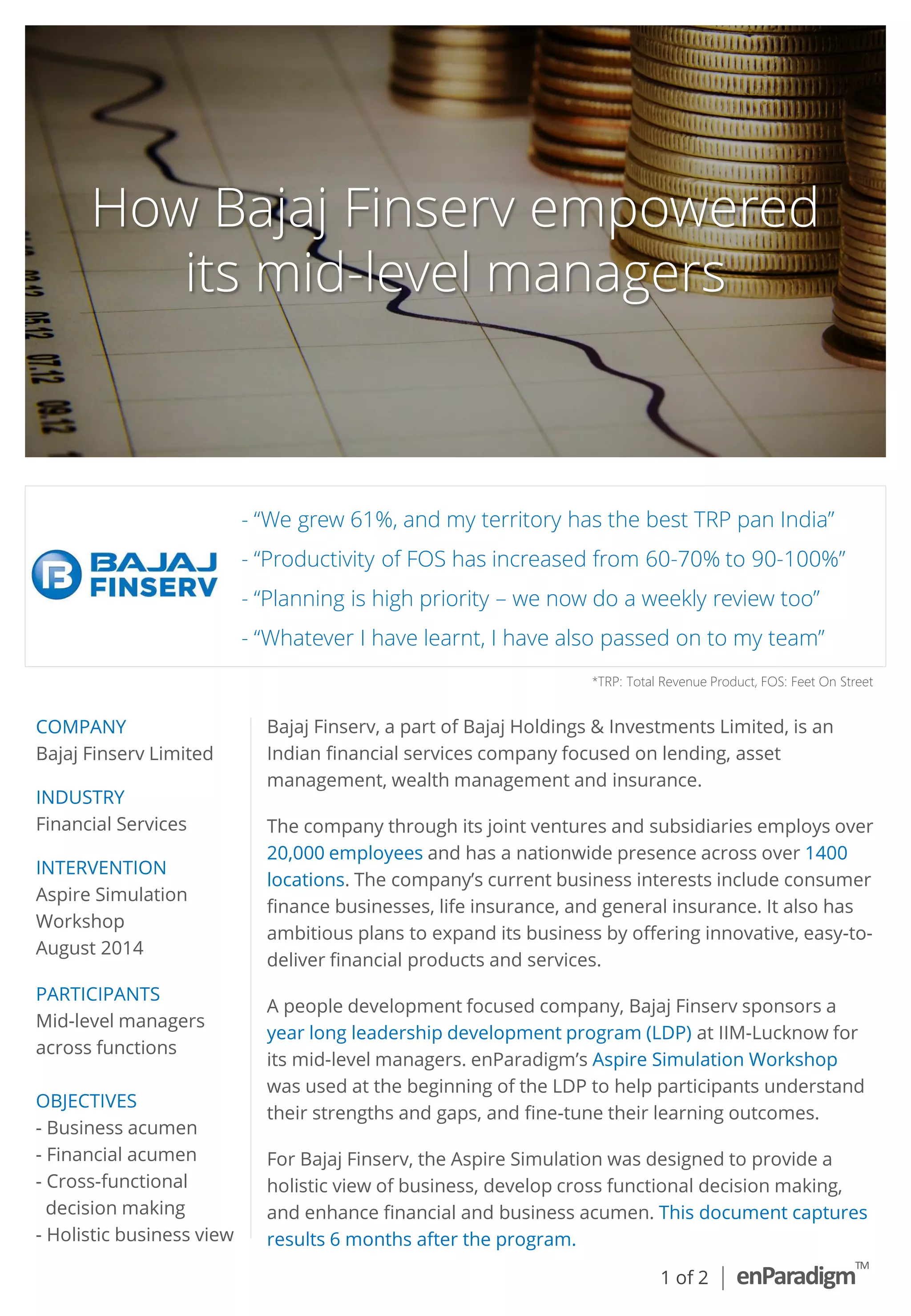 enParadigm Case Study - Bajaj Finserv | PDF