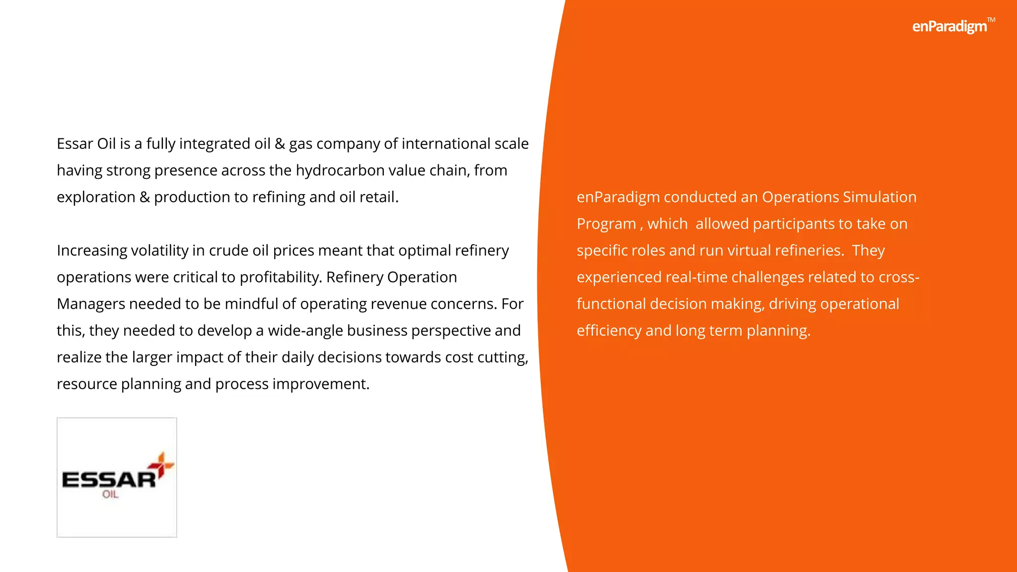 enParadigm Case Study - Essar Oil | PPT