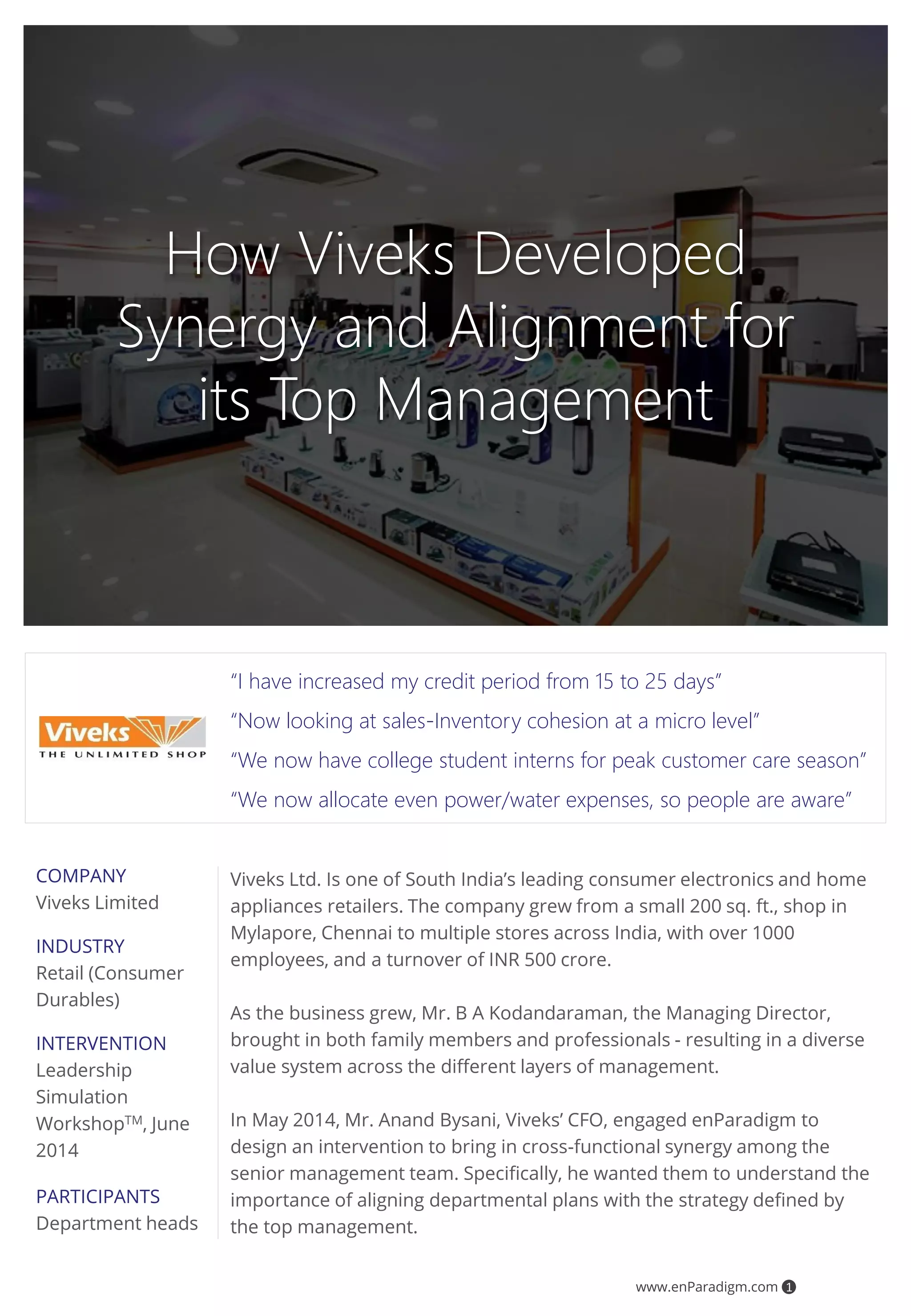 enParadigm Case Study - Vivek Ltd | PDF