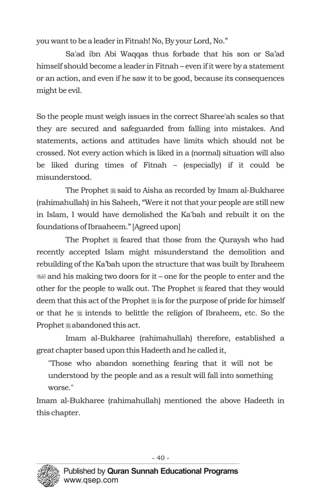 Islamic Principles for the Muslim's Attitude during Fitan | PDF