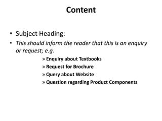 Enquiry letters | PPTX
