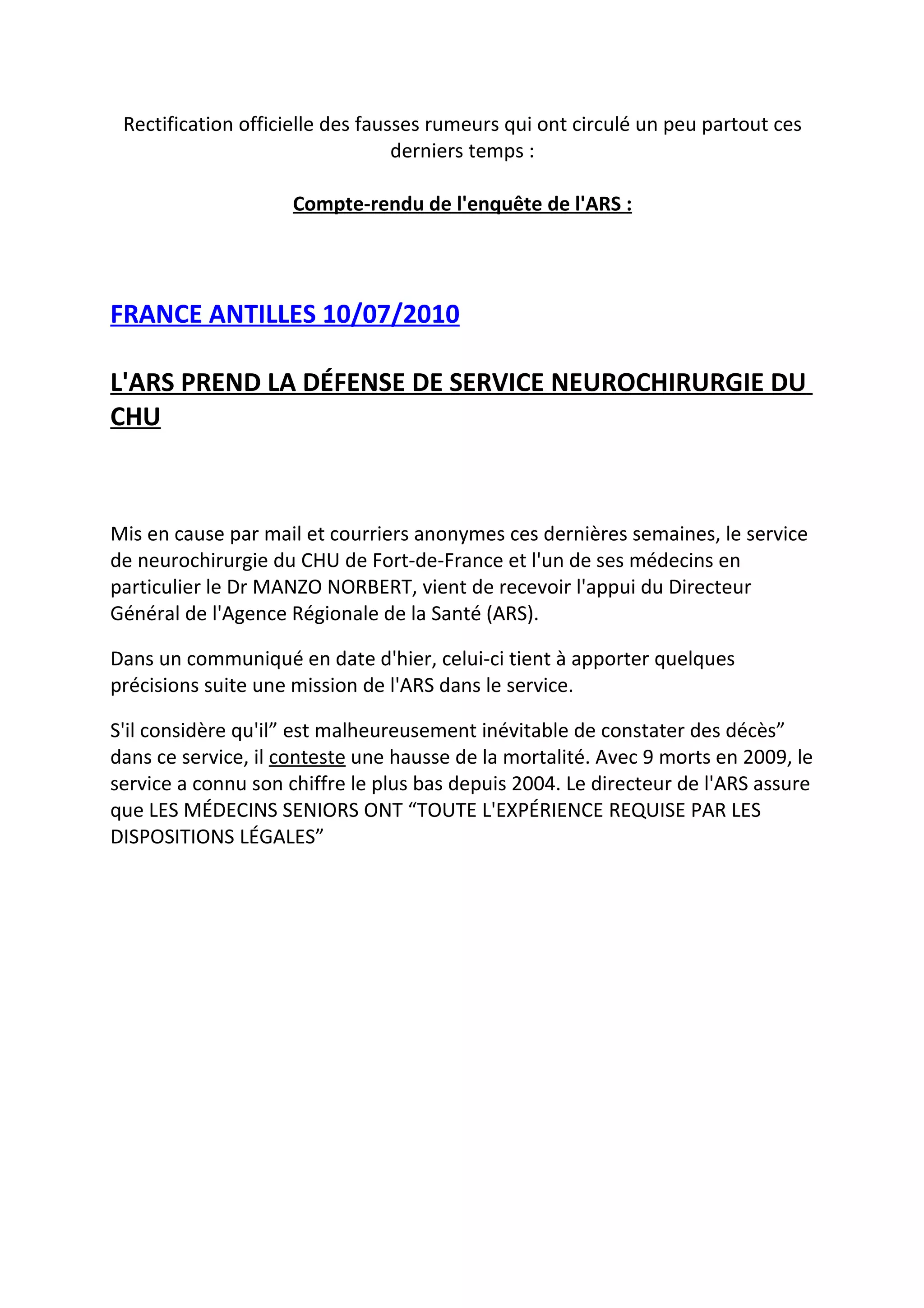 Dr Norbert MANZO CHU FORT-DE-FRANCE NEUROCHIRURGIE | DOC