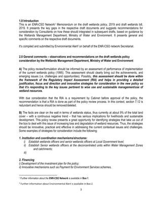 Enr cso network memo on the -draft-wetlands-policy-and draft-wetlands bill -10 sept2019 | PDF