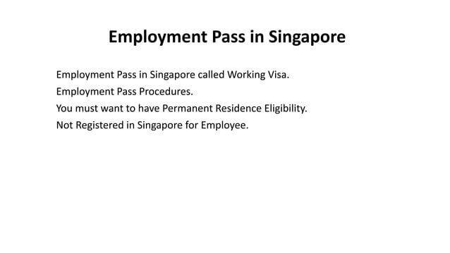 Employment Pass Singapore | PPT