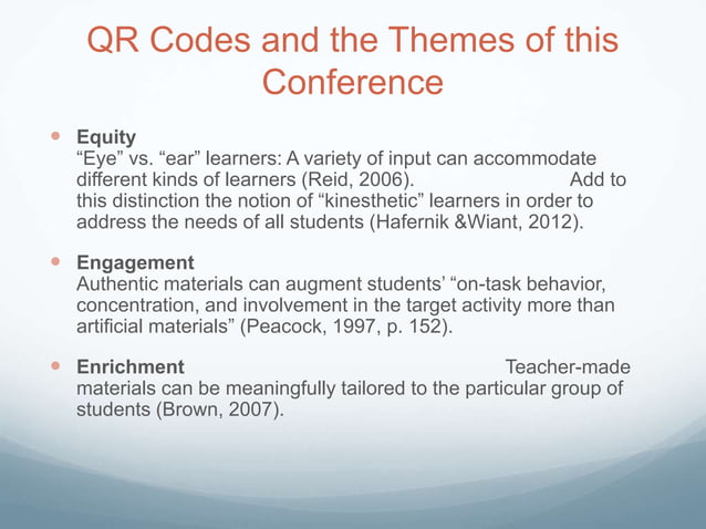 Enriching the ESL Classroom with QR Codes | PPT