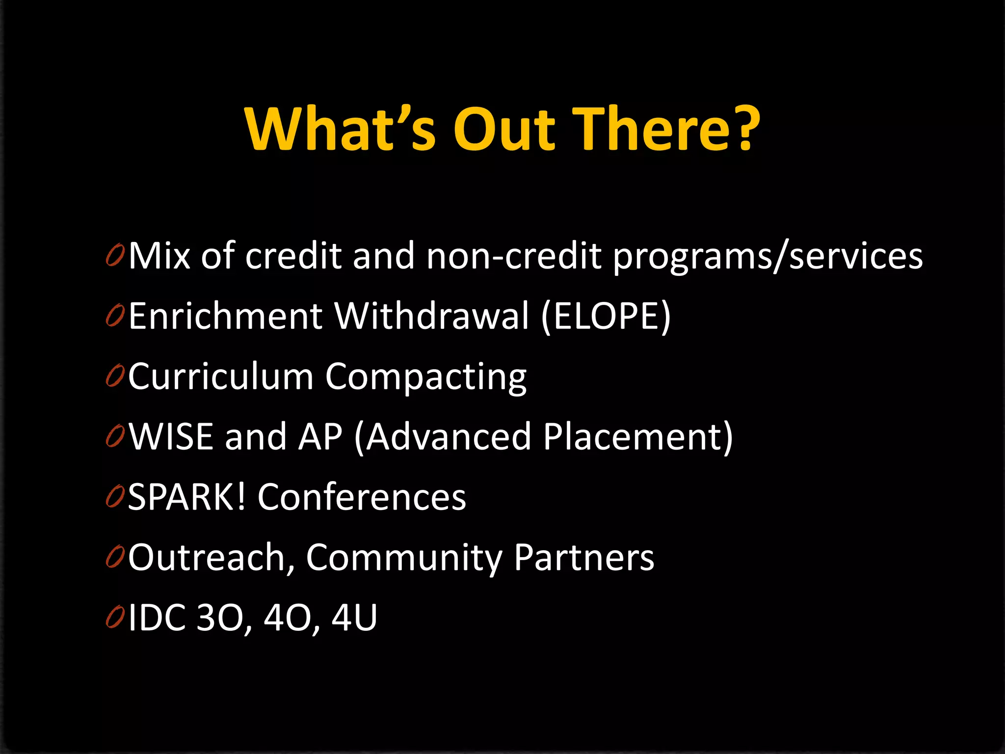 Secondary GATE Program: Parkside CI | PPT