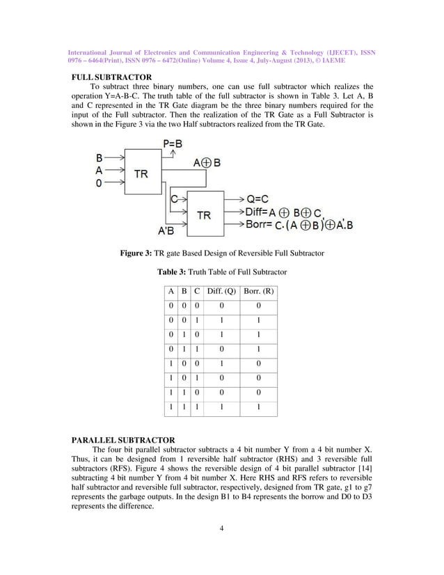Enrichment towards the design of efficient 4 bit reversible subtractor 2 | PDF