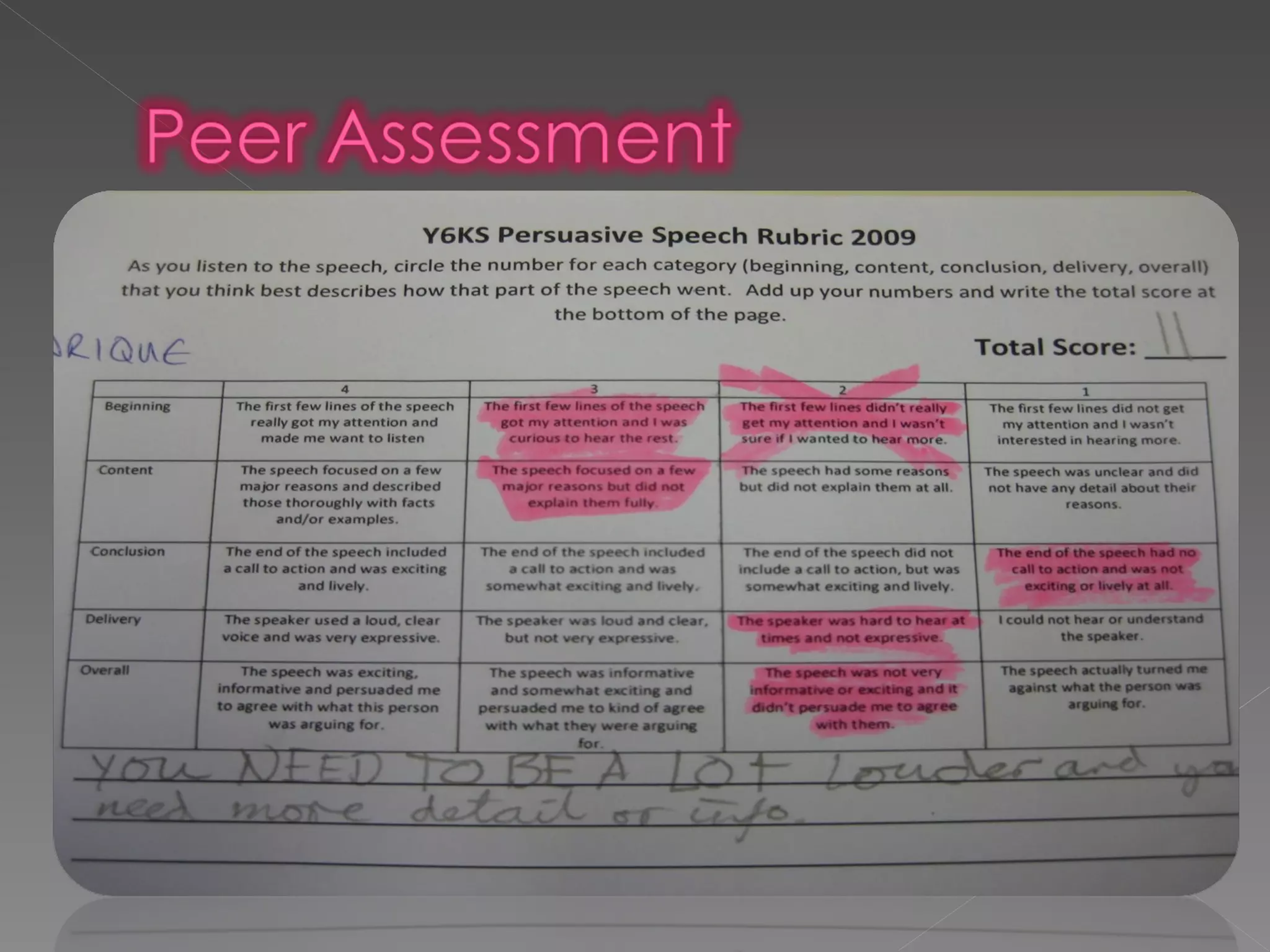 Enrique's Year 6 Speech Assessment | PPT