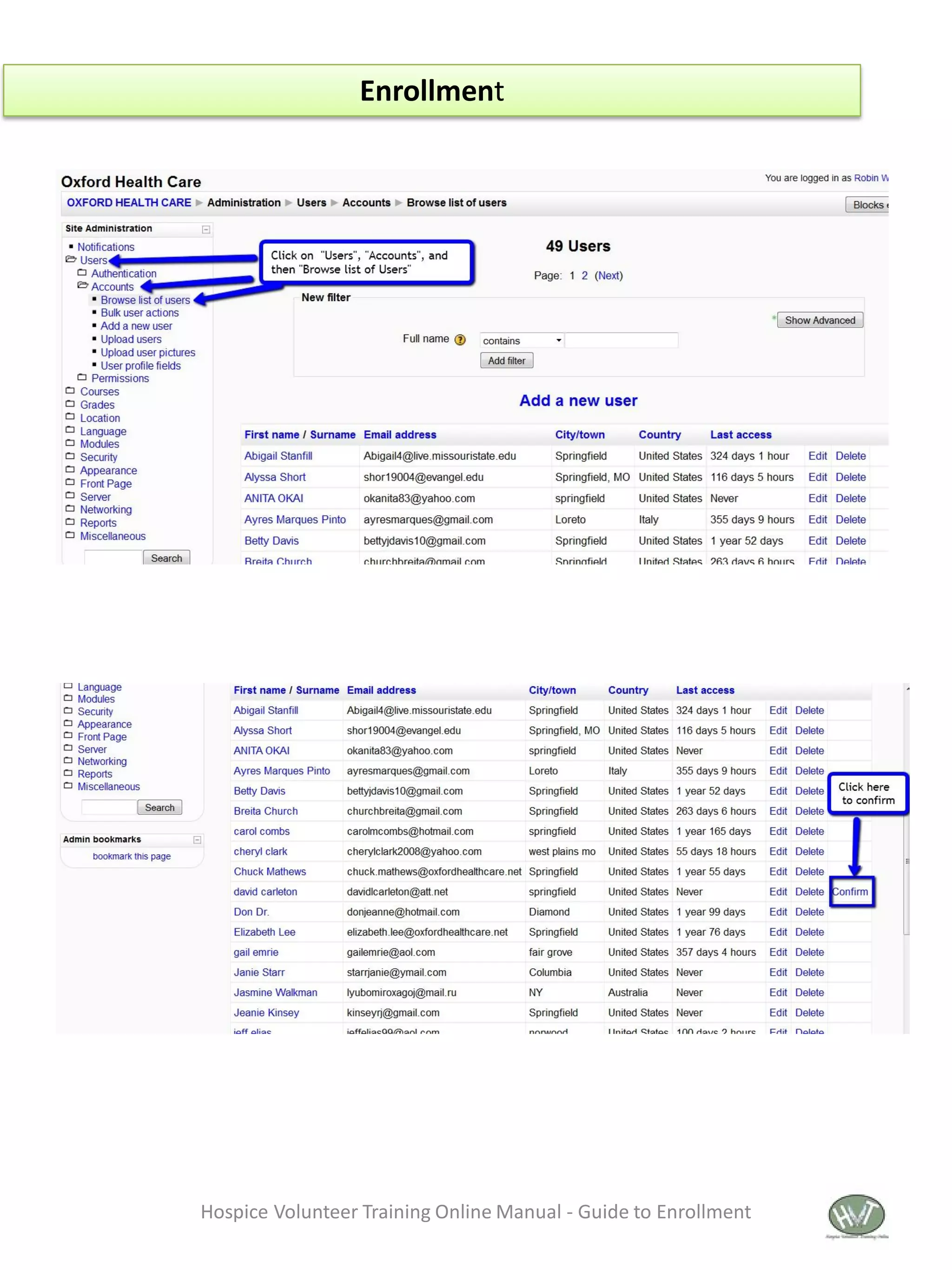 Enrollment and manual confirmation | PDF
