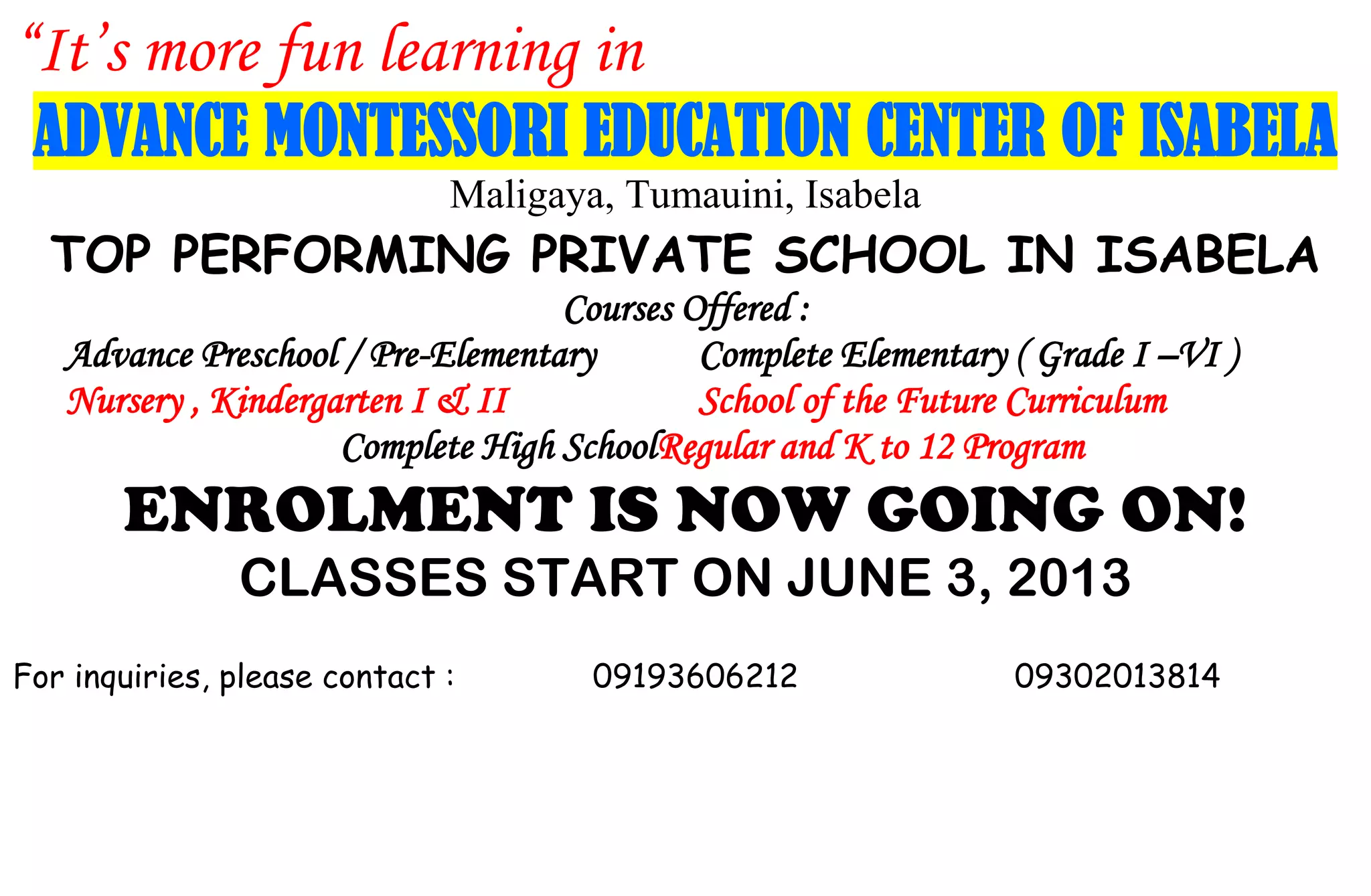 Enrolment tarpaulin | DOCX