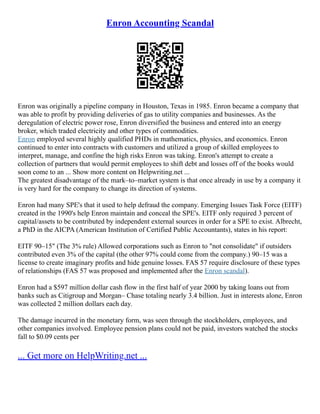 Enron Accounting Scandal | PDF
