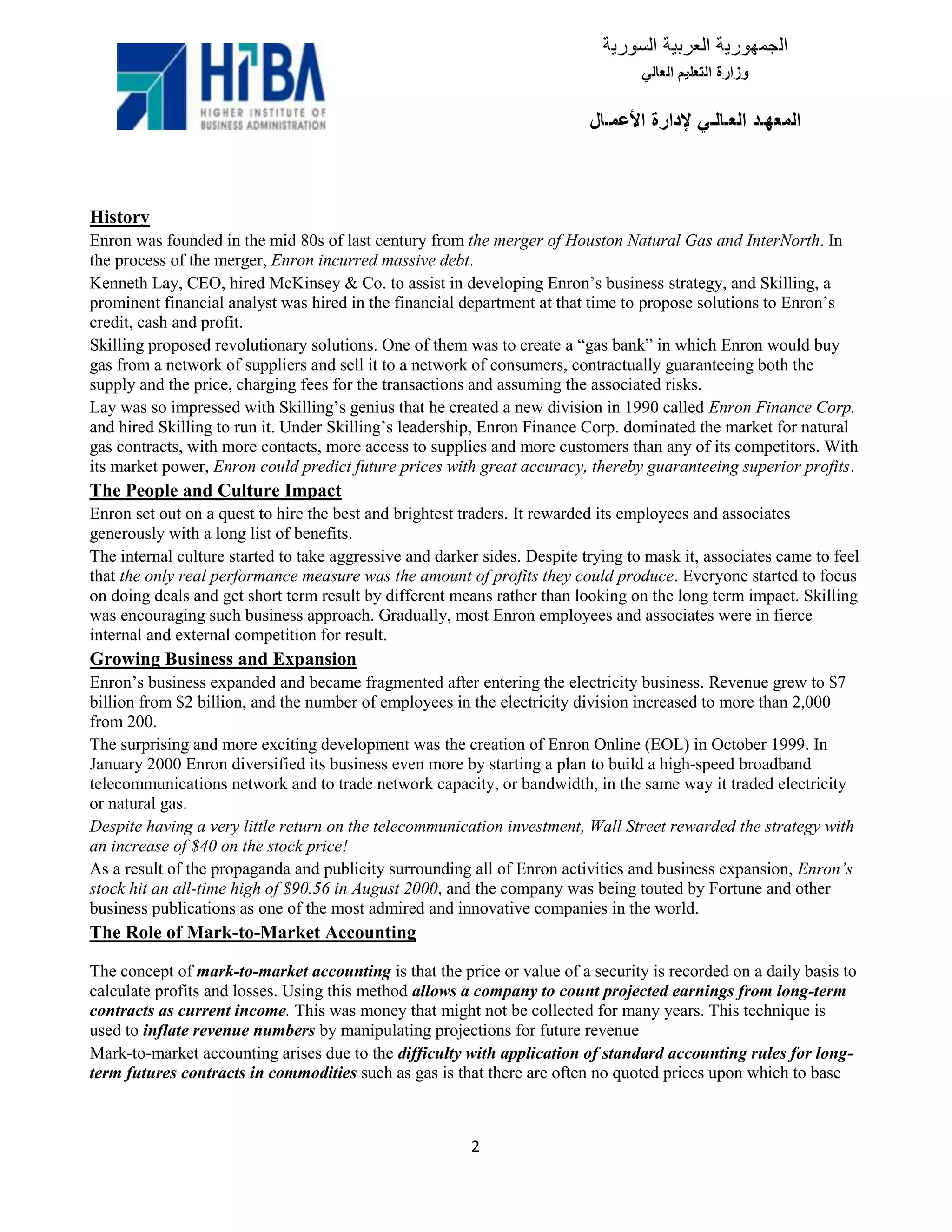 Enron assignment rouad_final | DOCX