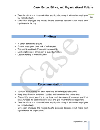 Enron, ethics and organizational culture | DOCX
