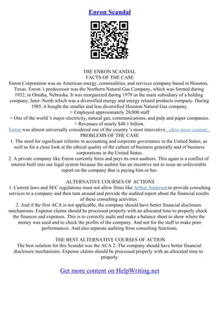 Enron Scandal Essay | PDF | Bankruptcy | Business Banking & Finance