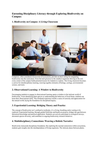 Disciplinary Literacy through Exploring Biodiversity on Campus | Future ...