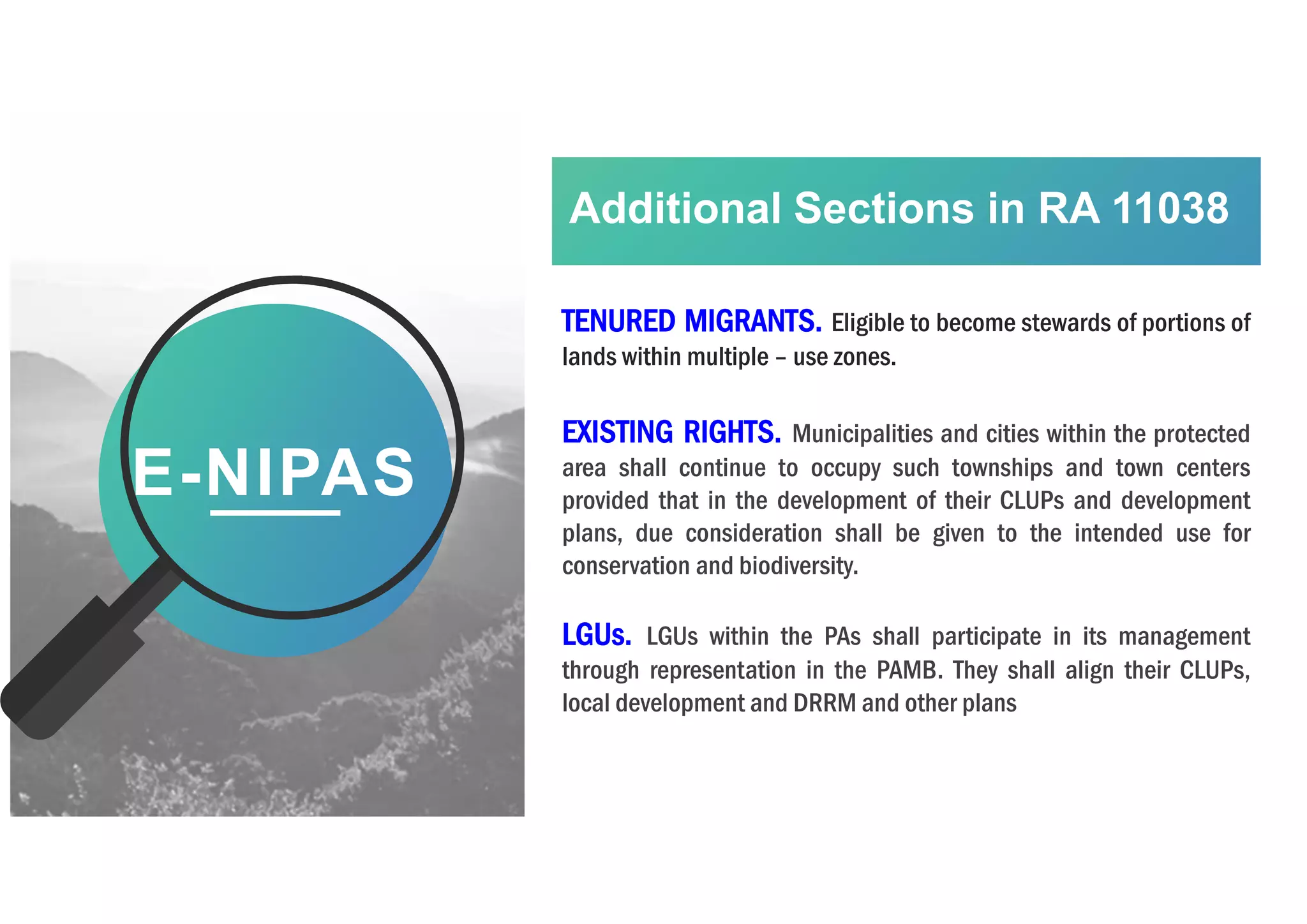 National Integrated Protected Areas System (NIPAS) Act and E (expanded ...