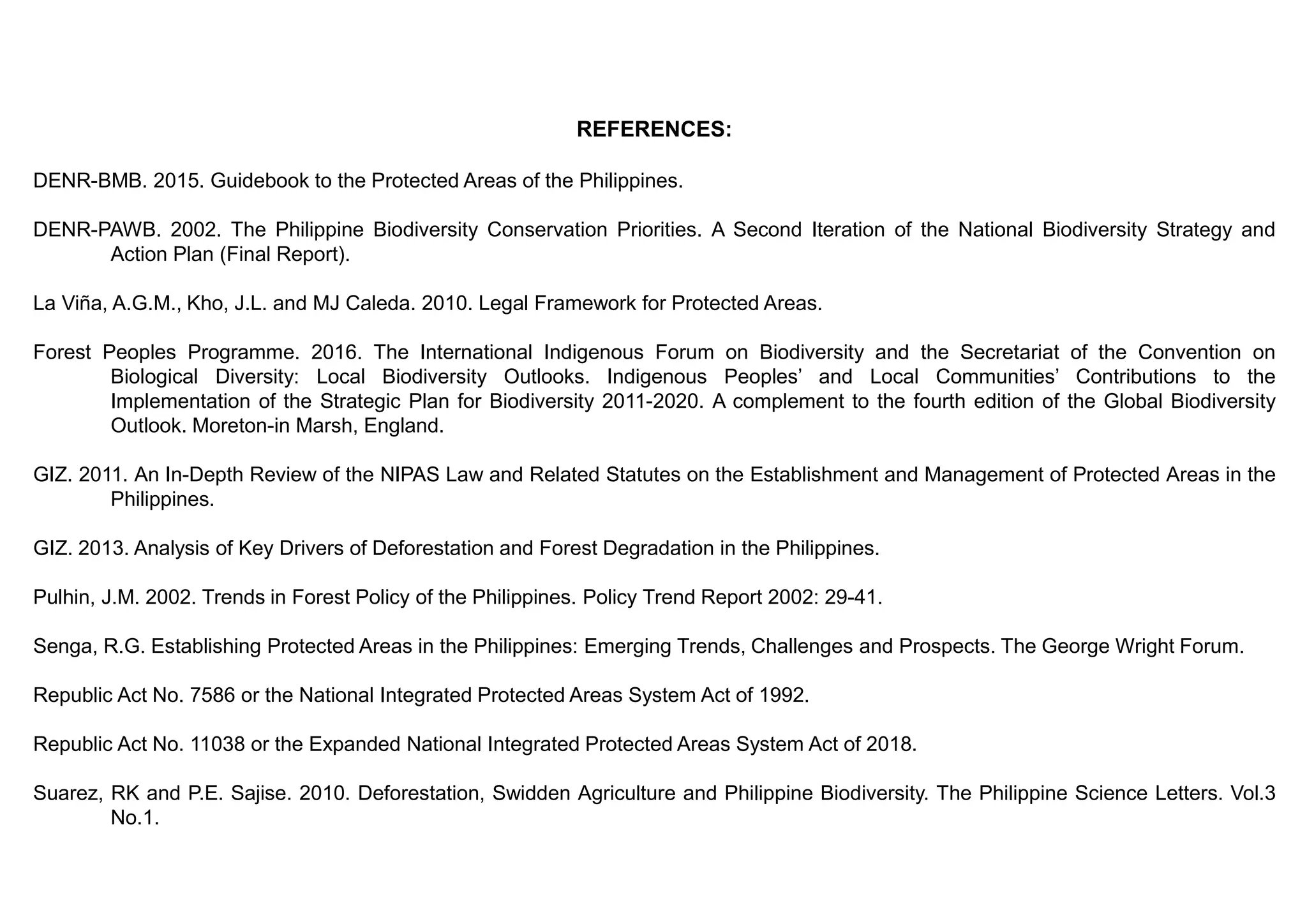 National Integrated Protected Areas System (NIPAS) Act and E (expanded ...
