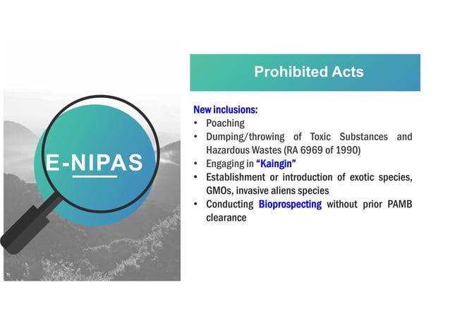National Integrated Protected Areas System (NIPAS) Act and E (expanded) - NIPAS Act of the ...