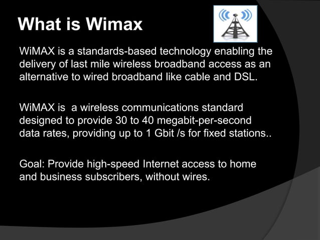 WiMax Technology | PPTX | Internet | Computing