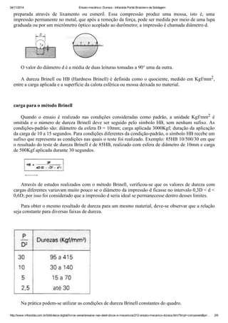 Ensaio mecânico dureza | PDF