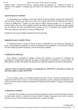 Ensaio mecânico dureza | PDF