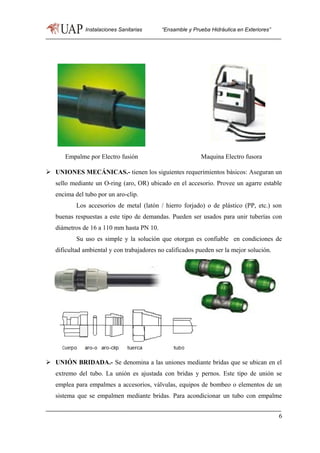 Ensambles y prueba hidraulica instalaciones sanitarias | DOC