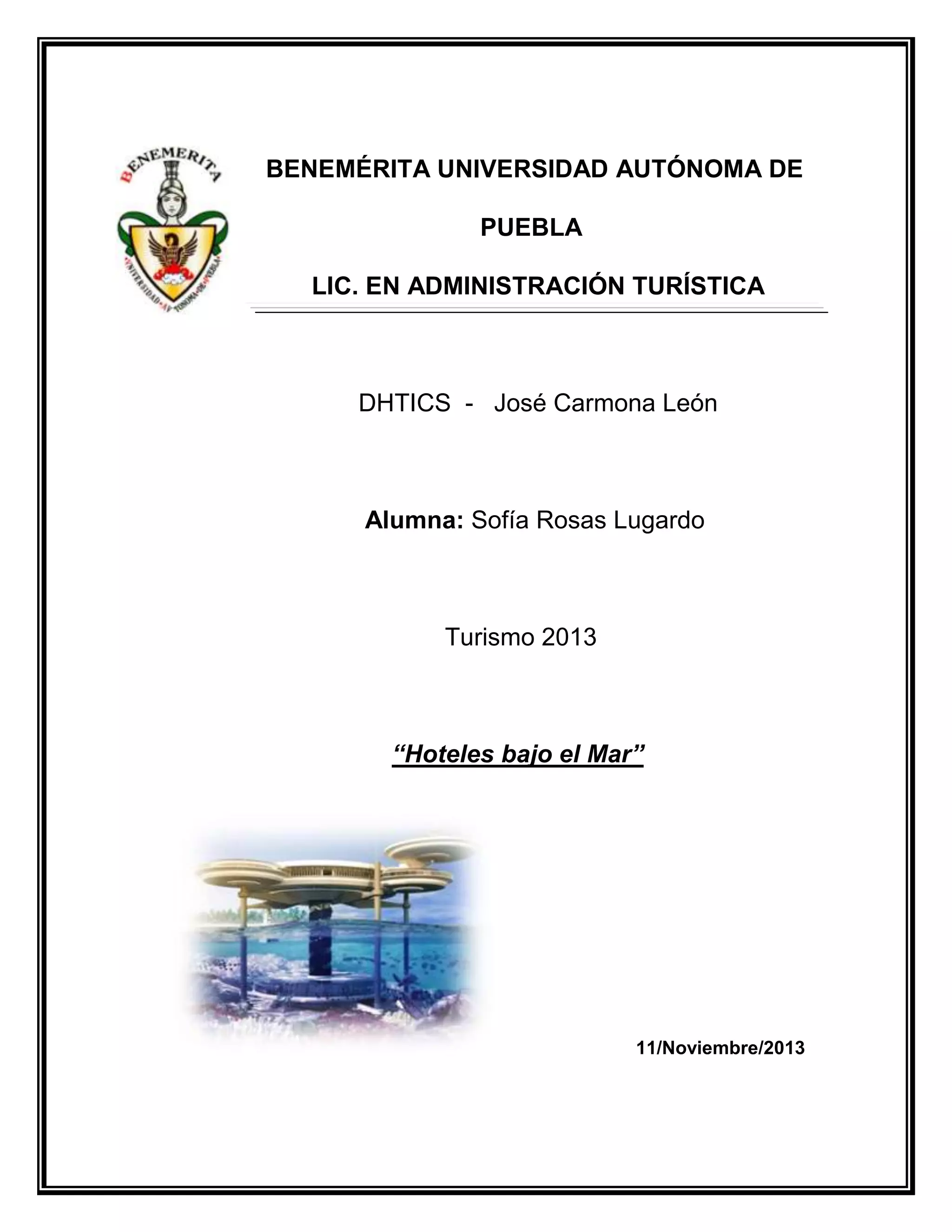 Ensayo Hoteles bajo el mar | PDF