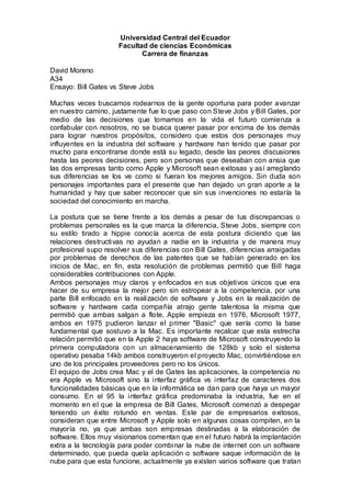 Ensayo Steve Jobs vs Bill Gates | DOCX