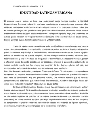 Ensayo. identidad latinoamericana | DOCX