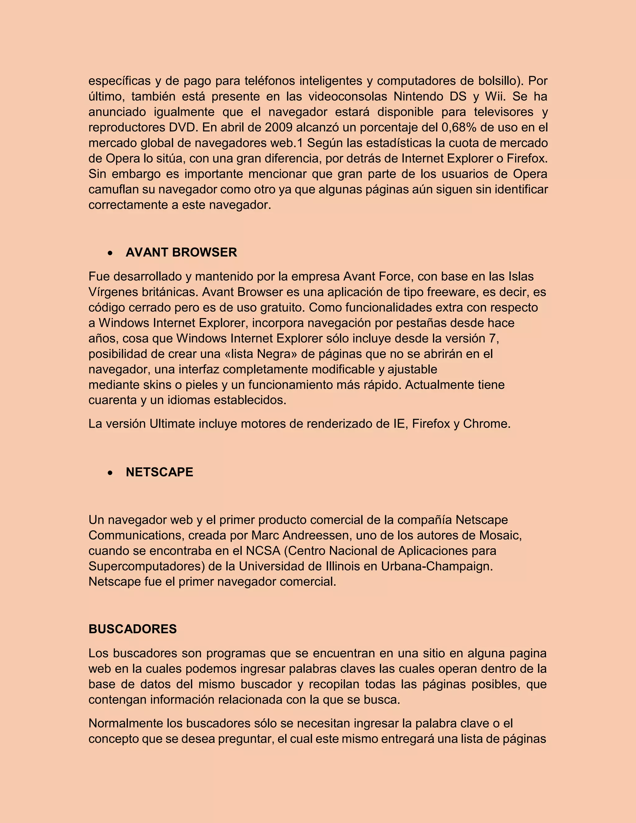 Ensayo Navegadores y Buscadores | PDF