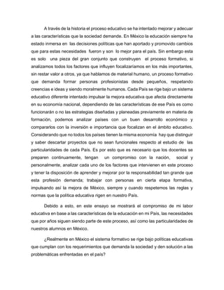 Ensayo MI COMPROMISO COMO DOCENTE EN EL MARCO DE LAS POLÍTICAS ...
